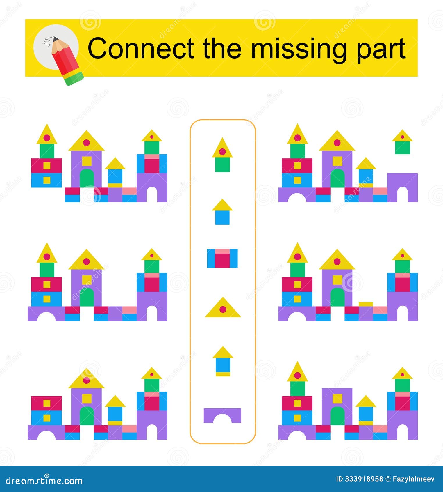Connect the Missing Part. Attention Task for Kids Stock Illustration ...
