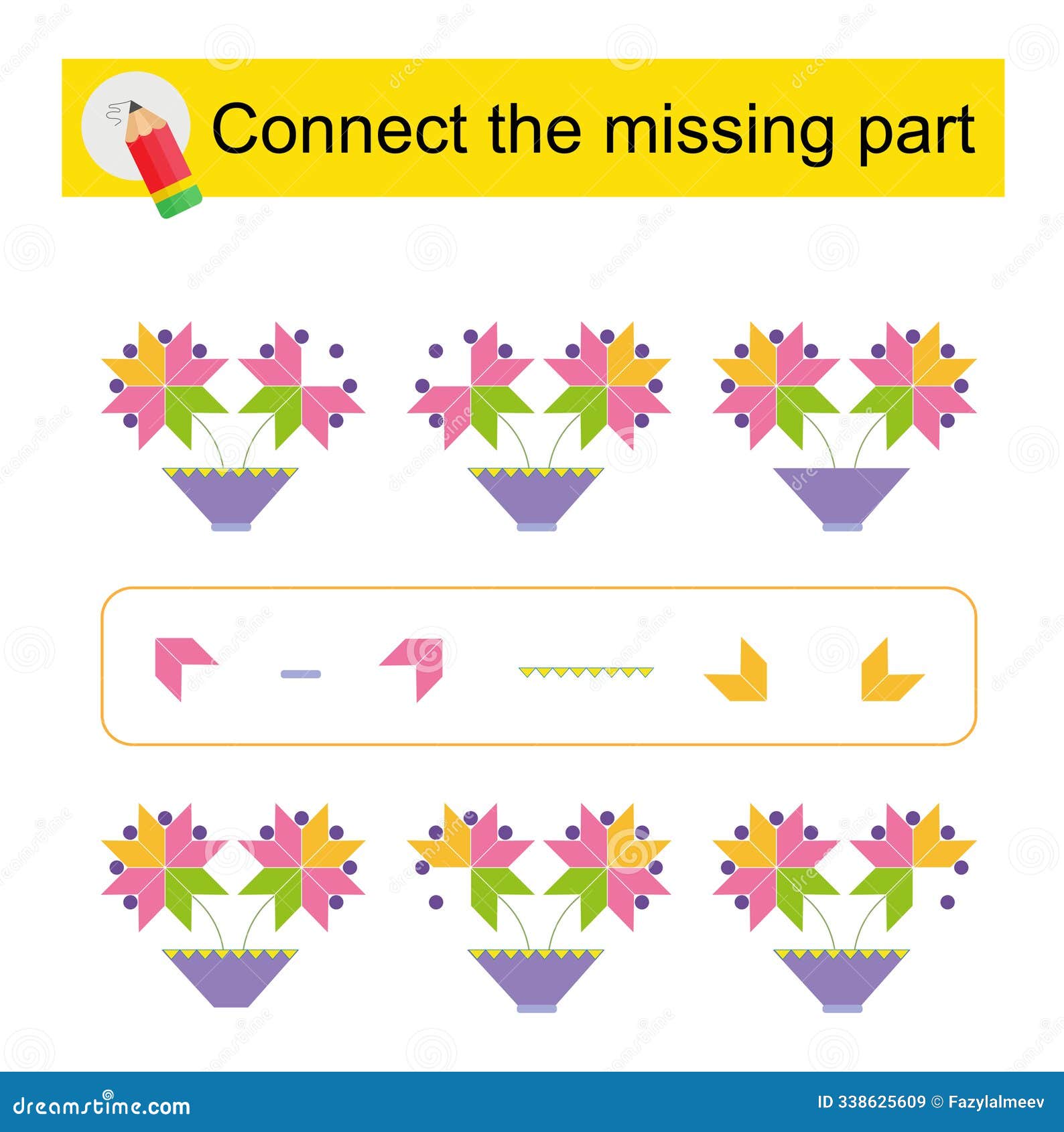 Connect the Missing Part. Attention Task for Kids Stock Illustration ...