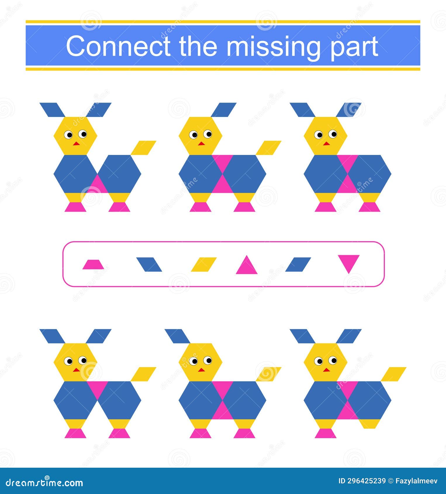 Task for the Development of Attention and Logic. Cartoon Animal Stock ...