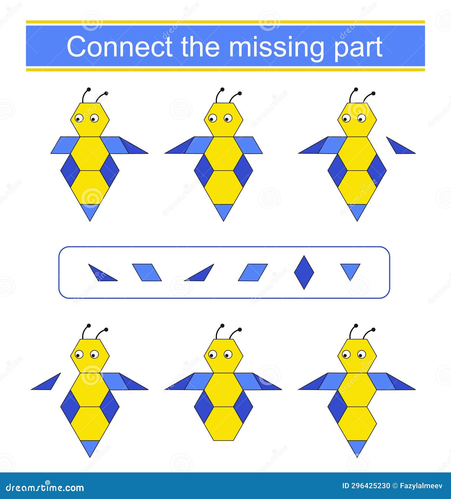 Task for the Development of Attention and Logic. Cartoon Bee Stock ...