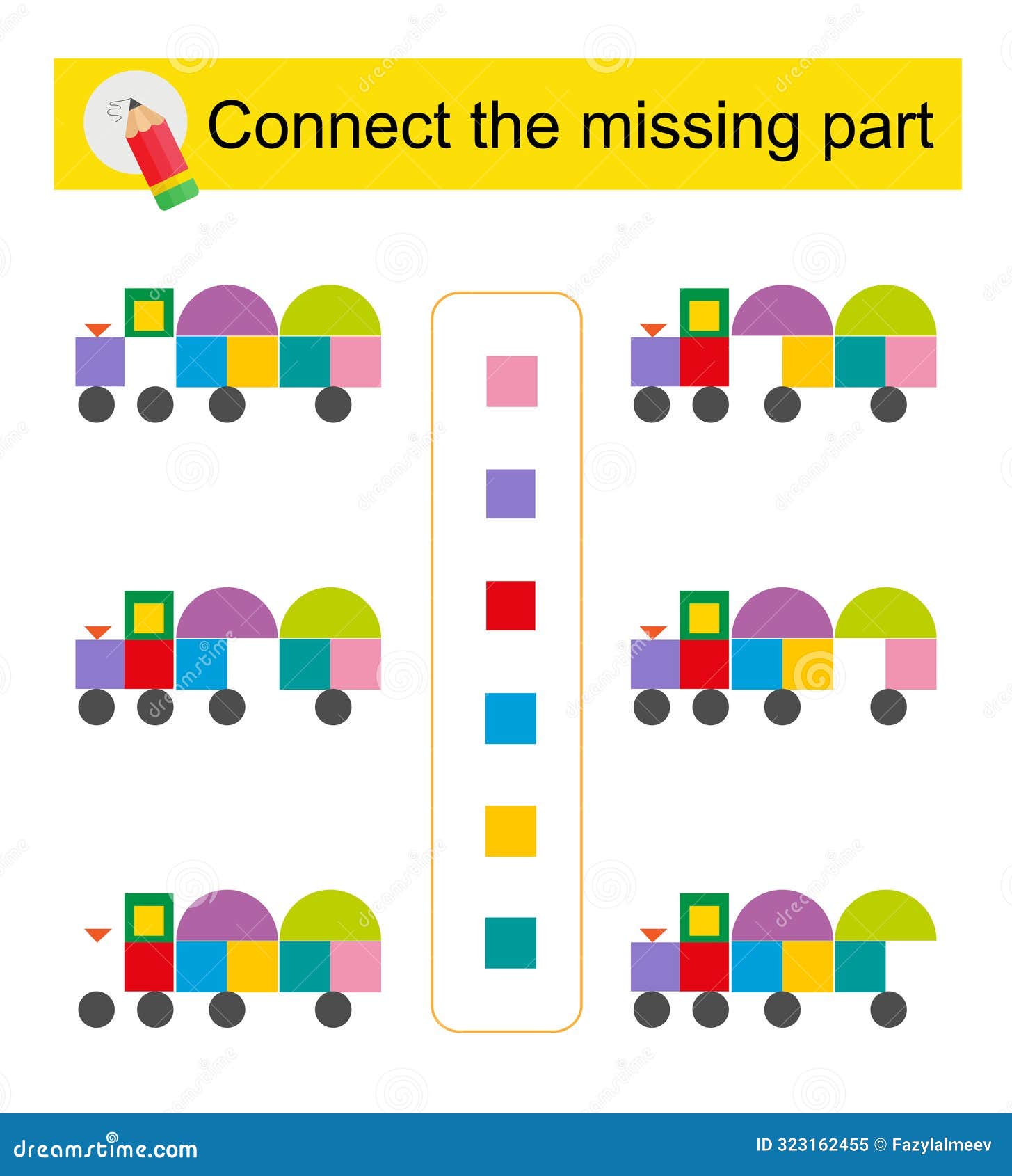 Connect The Missing Part. Educational Game For Kids. Kids Activity ...
