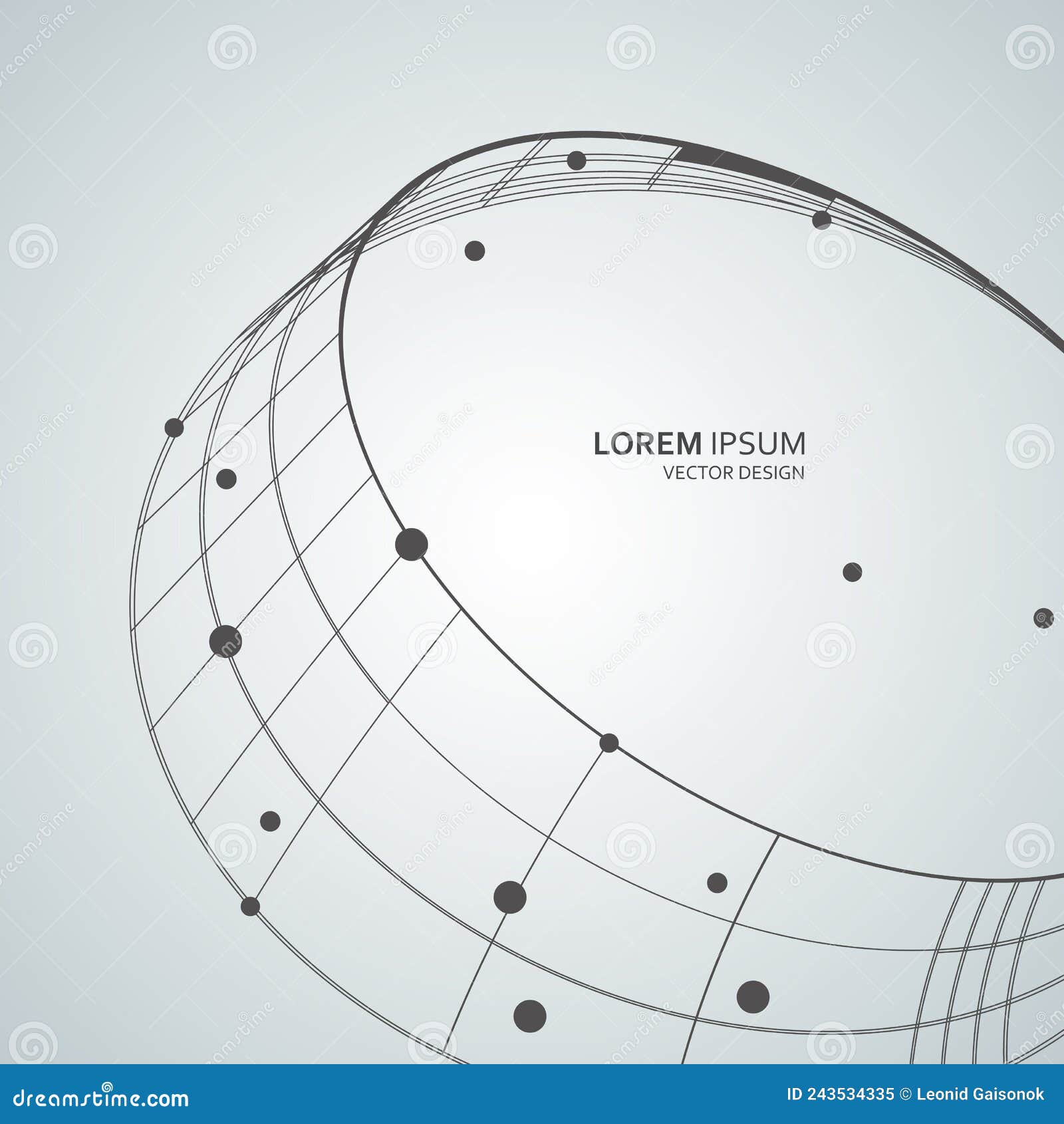 Connect Network Element Abstract Swirl Form With Connected Lines And Dots Stock Vector