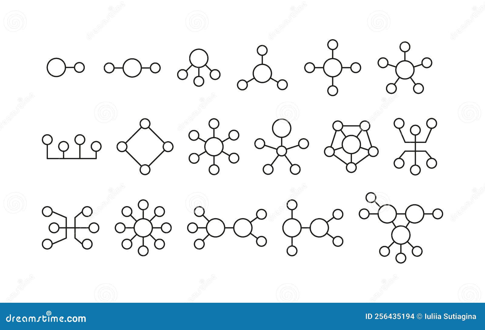 Connect and Network Set, Circle Line Icon. Digital Structure, Social ...