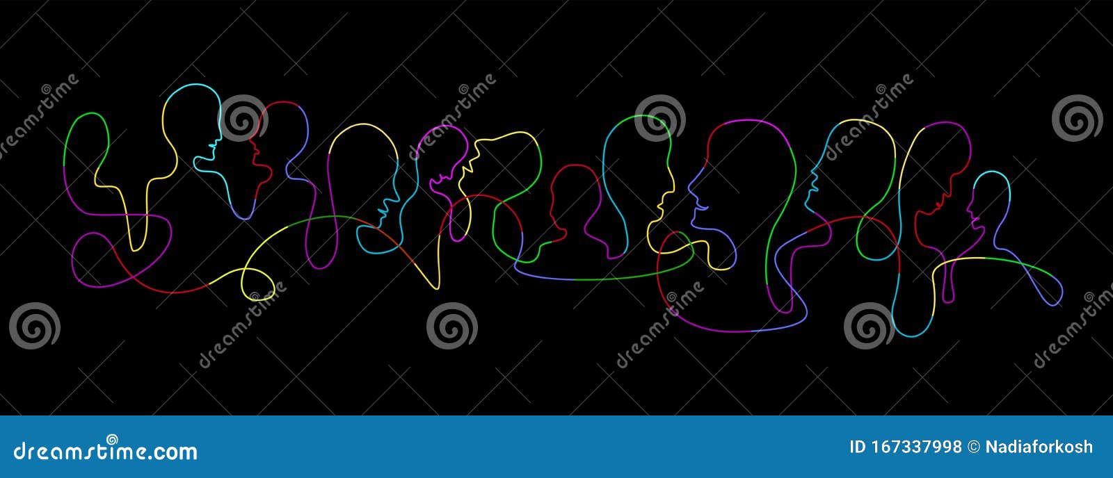 Connect the People Concept, Crowd of Vivid Colored People Connected ... Connect the People Concept, Crowd of Vivid Colored People Connected ...