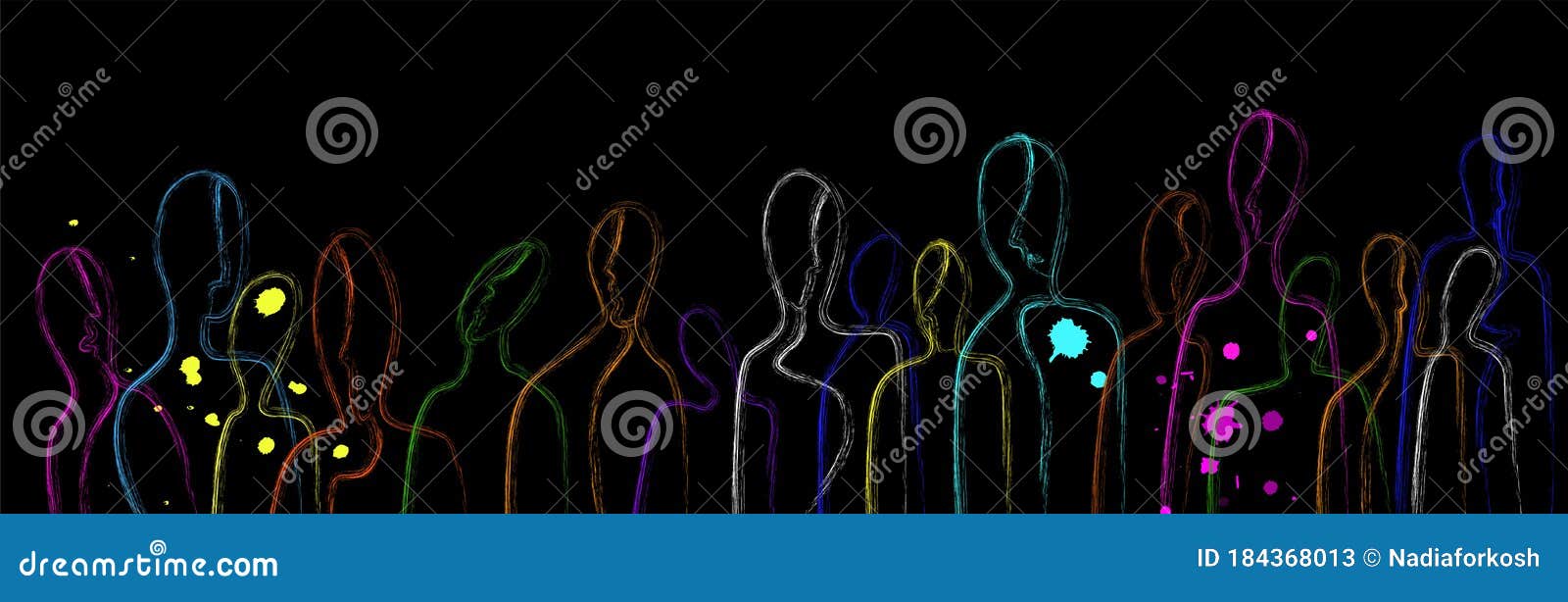 Connect the People Concept, Crowd of Vivid Colored People, Crowd ...