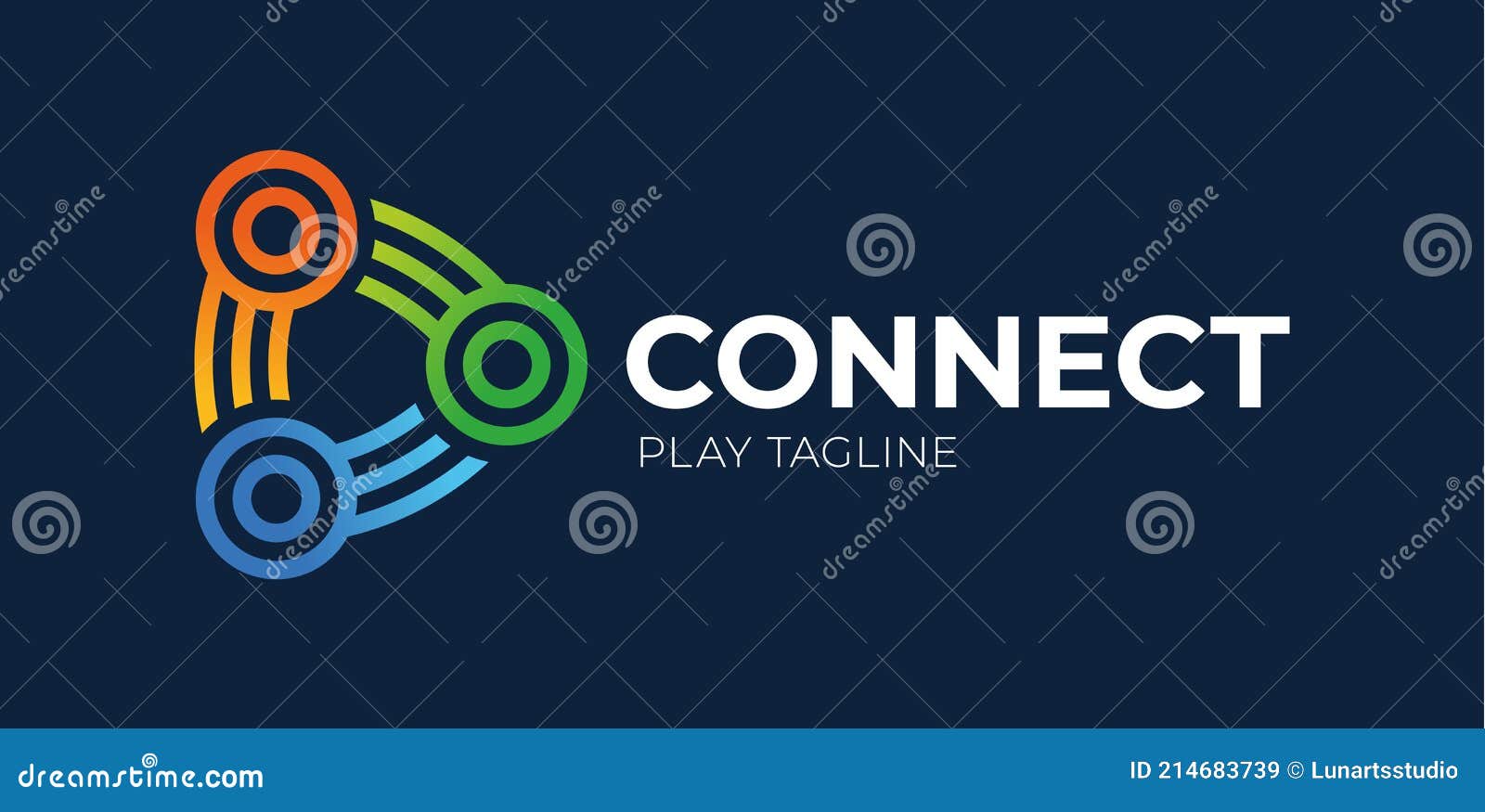 Connect Play Button Vector Logo. Link Connection with Triangle and ...