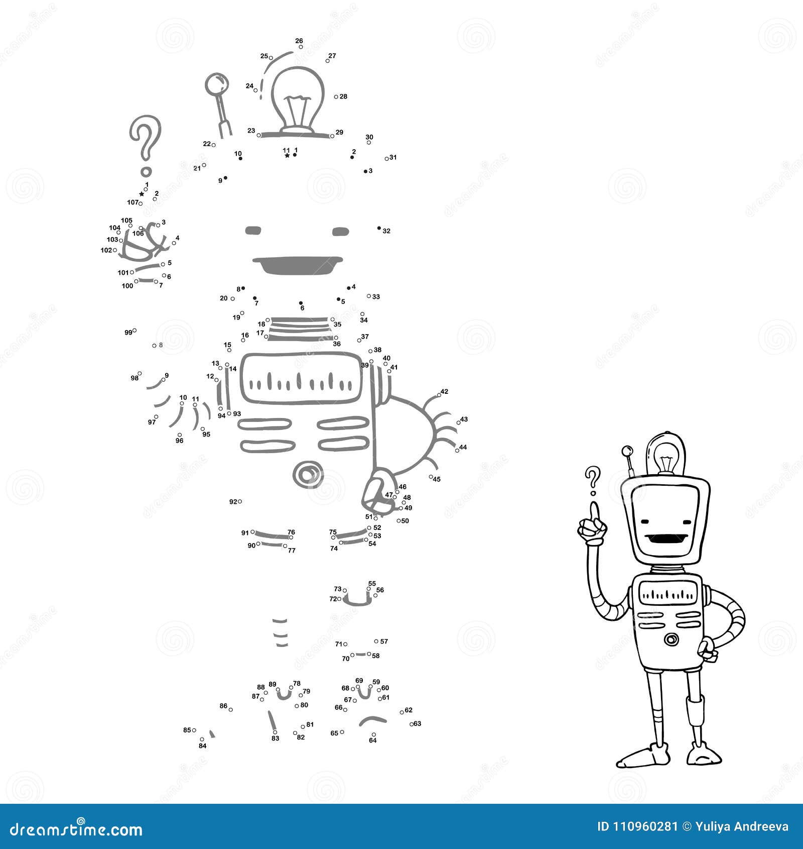 Connect Points. Cartoon Robot Picture, Vector Character Stock Vector ... Connect Points. Cartoon Robot Picture, Vector Character Stock Vector ...