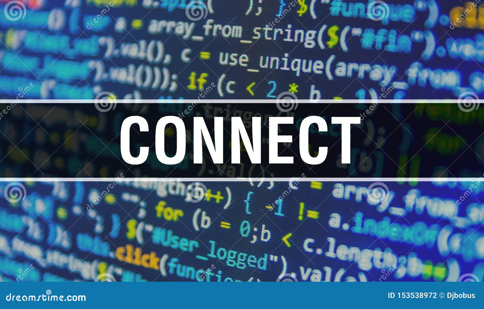 CONNECT Text Written on Programming Code Abstract Technology Background ...