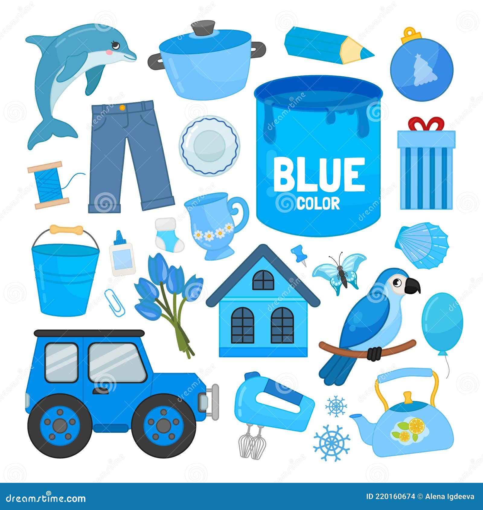 Vector Set of Blue Color Objects. Stock Vector - Illustration of paint ... Vector Set of Blue Color Objects. Stock Vector - Illustration of paint ...