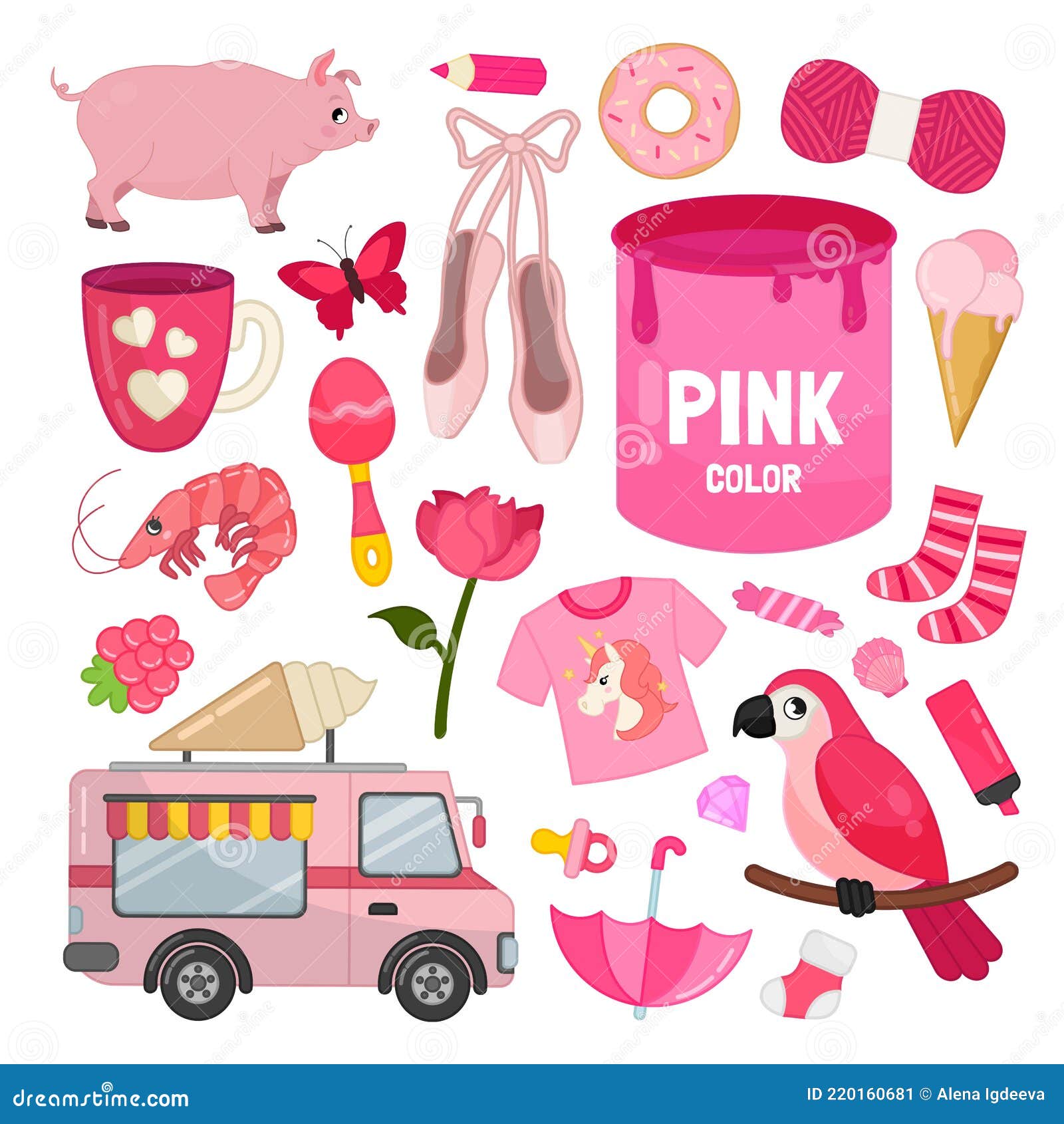 Vector Set of Pink Color Objects. Stock Vector - Illustration of basic ... Vector Set of Pink Color Objects. Stock Vector - Illustration of basic ...
