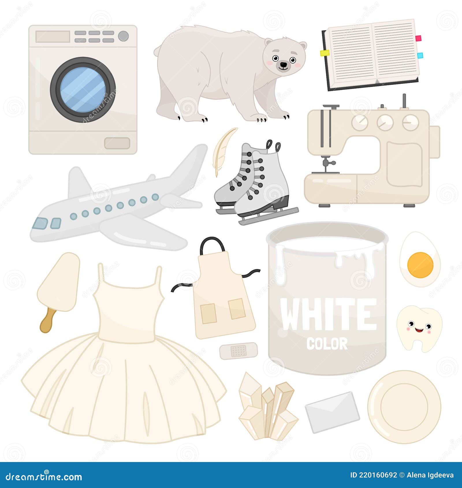 Vector Set of White Color Objects. Stock Vector - Illustration of bear ...