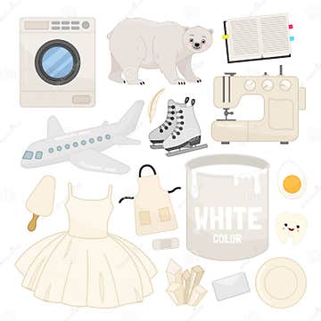Vector Set of White Color Objects. Stock Vector - Illustration of bear ...