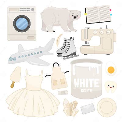 Vector Set of White Color Objects. Stock Vector - Illustration of bear ...