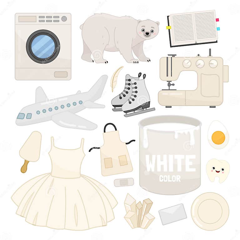 Vector Set of White Color Objects. Stock Vector - Illustration of bear ...