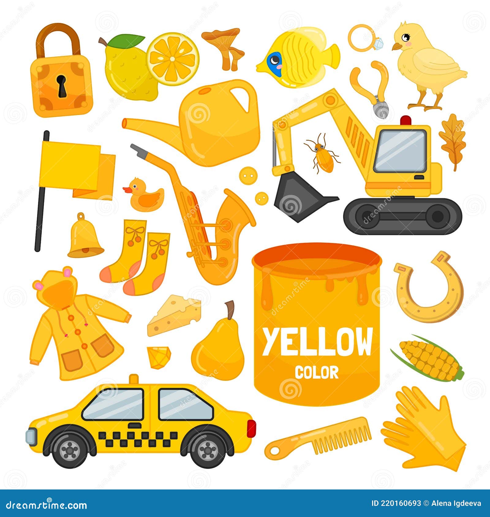 Vector Set of Yellow Color Objects. Stock Vector - Illustration of ... Vector Set of Yellow Color Objects. Stock Vector - Illustration of ...