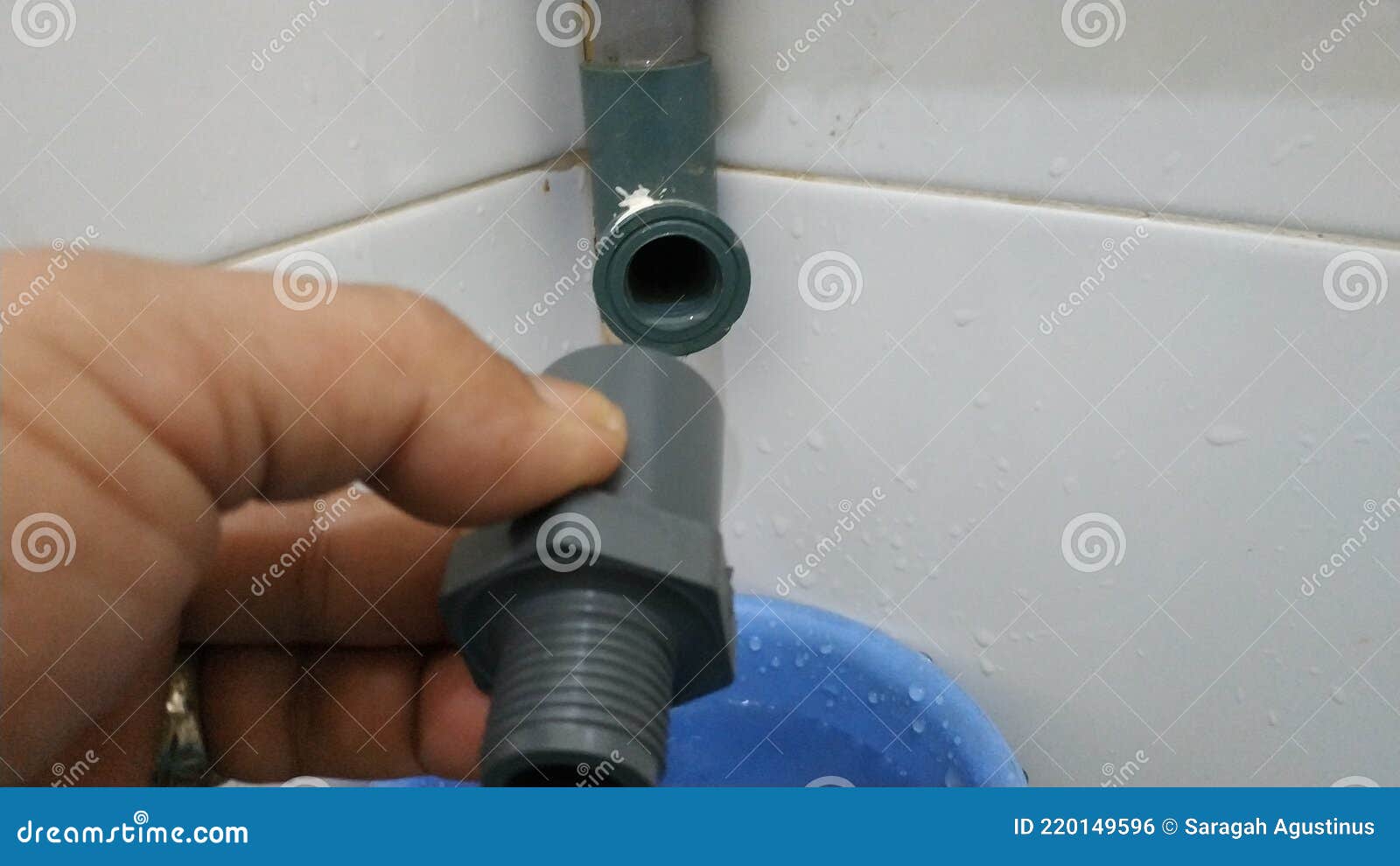 Pipe connection stock photo. Image of bathroom, floor - 220149596