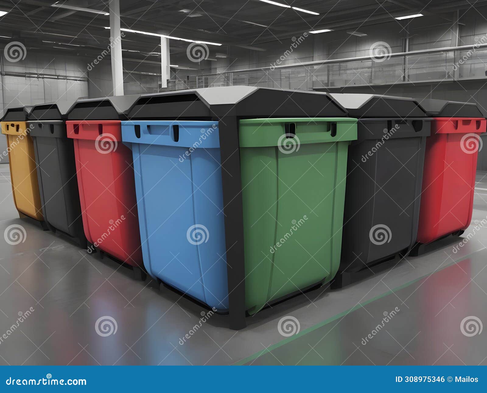 Connected Bins. Integrating for Smarter Waste Sorting Stock Photo ...