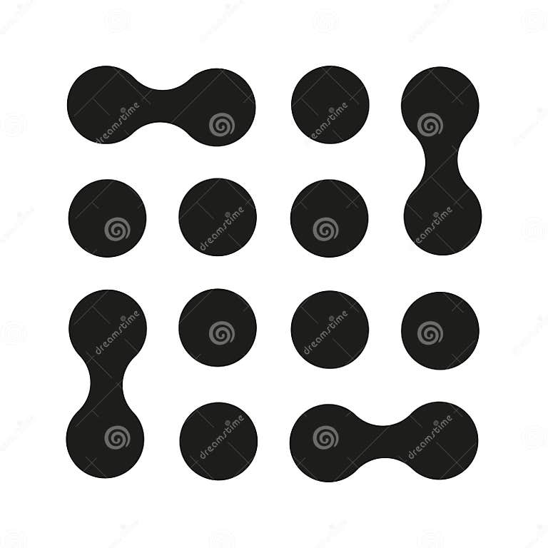 Connected Blobs. Metaball Simple Icons. Connected Dots Vector Signs. Integration Abstract Symbol ...