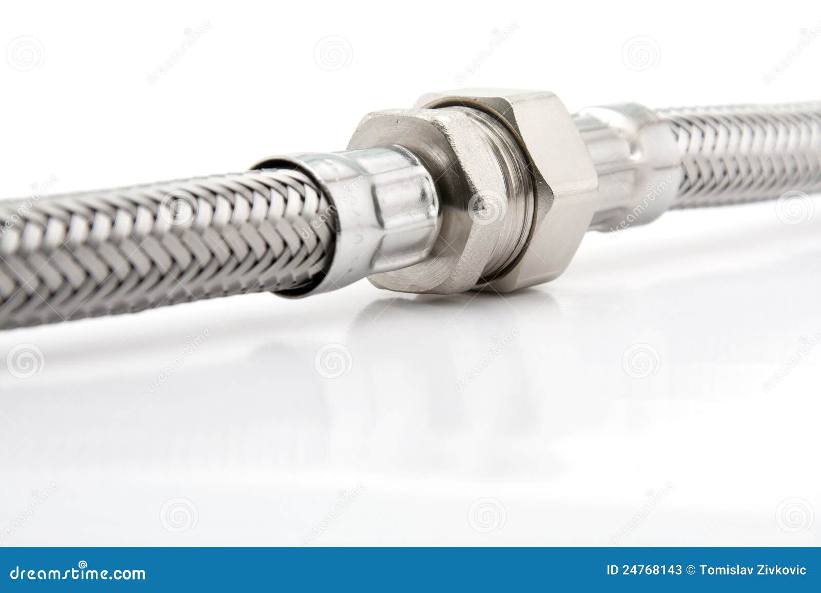 Connected Braided Steel Water Hose Stock Image - Image of metal, silver ...