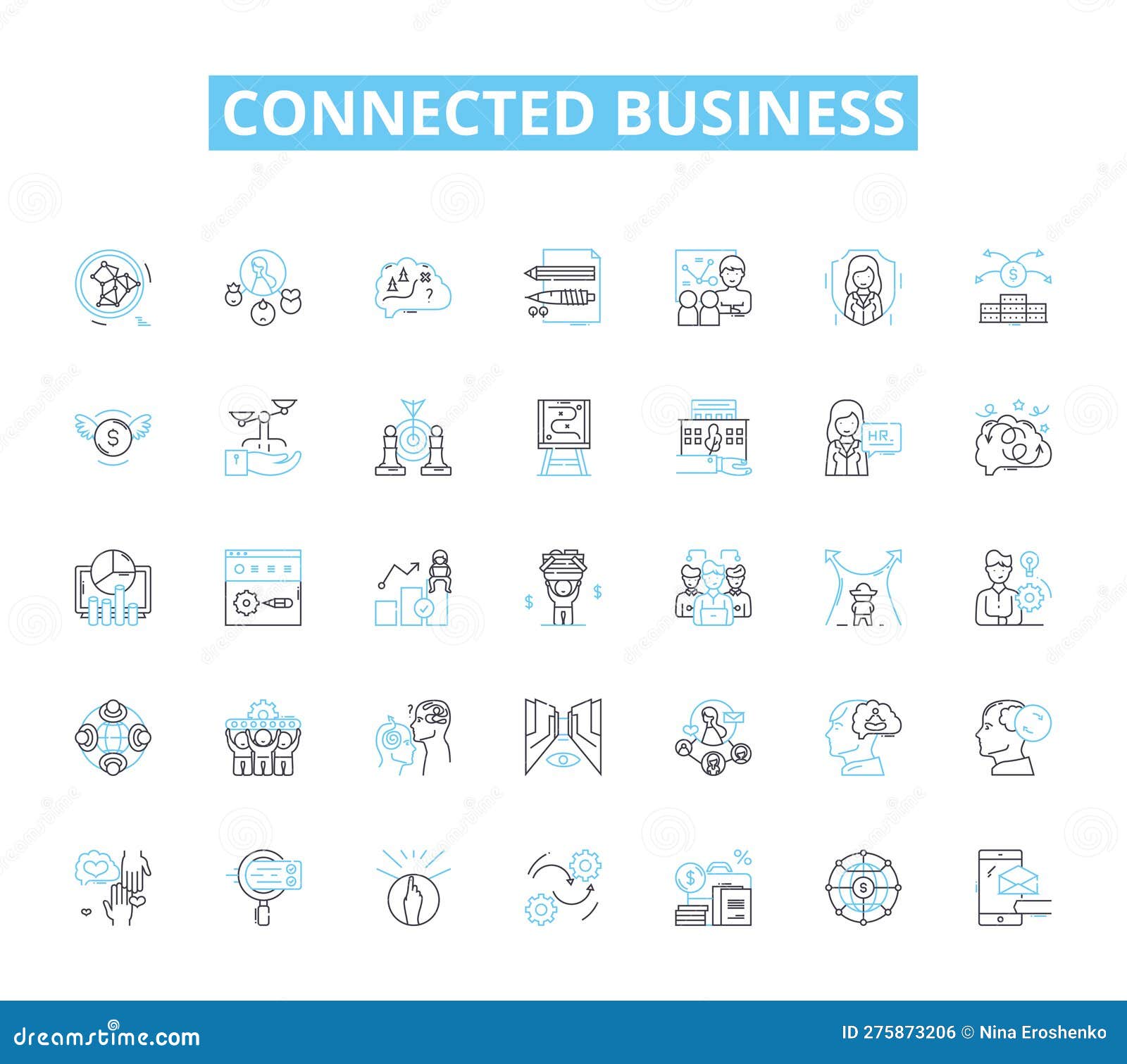 Connected Business Linear Icons Set. Collaboration, Innovation ...