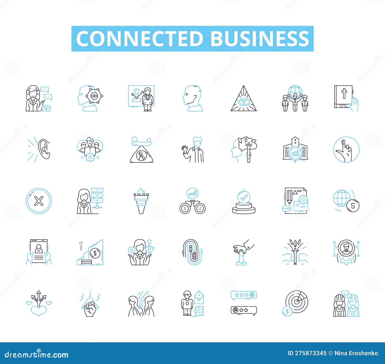 Connected Business Linear Icons Set. Collaboration, Innovation ...