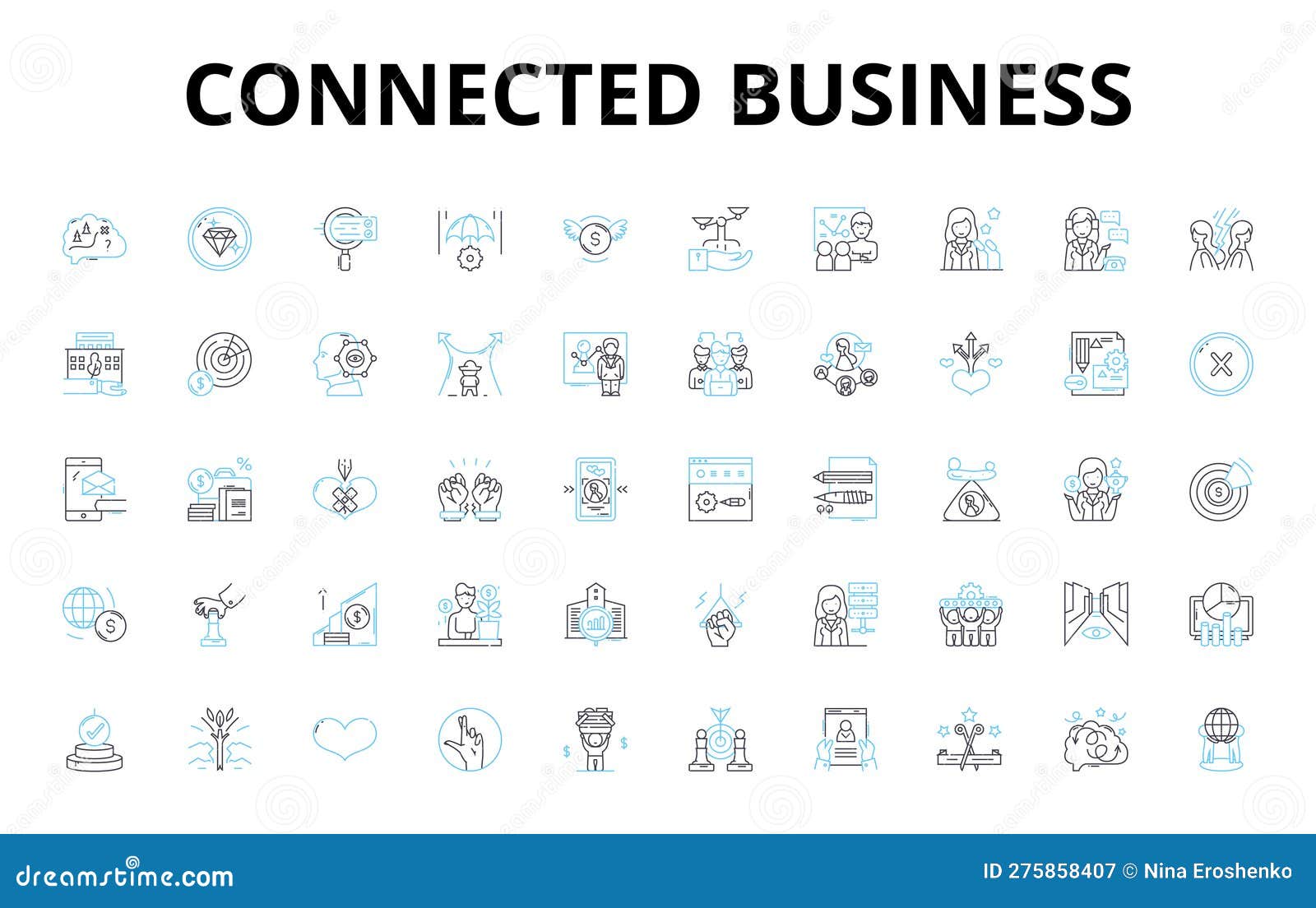 Connected Business Linear Icons Set. Collaboration, Innovation ...