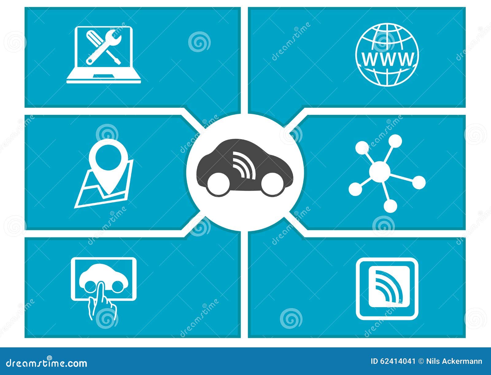 Connected Car and Digital Mobility Concept Stock Vector - Illustration ...