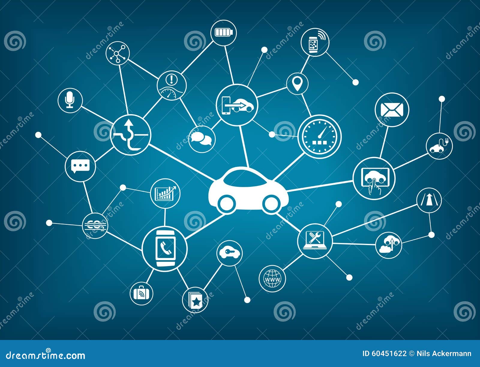 Connected Car Illustration. Concept of Connecting To Vehicles Stock ...