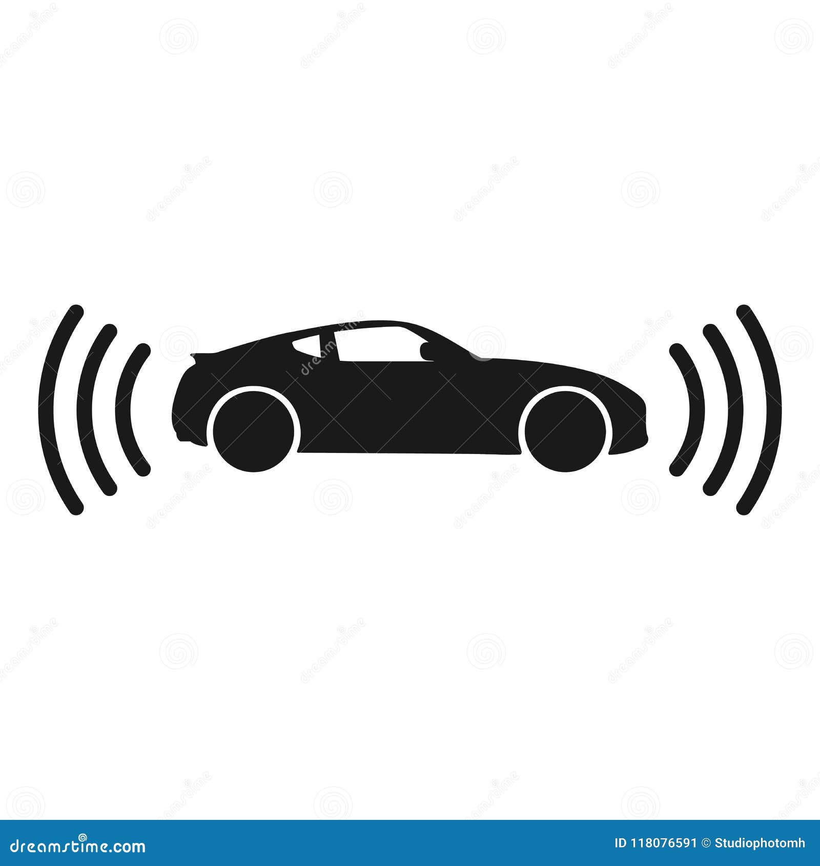 The Connected Car. Smart Car Icon with Wireless Connectivity Symbol ...