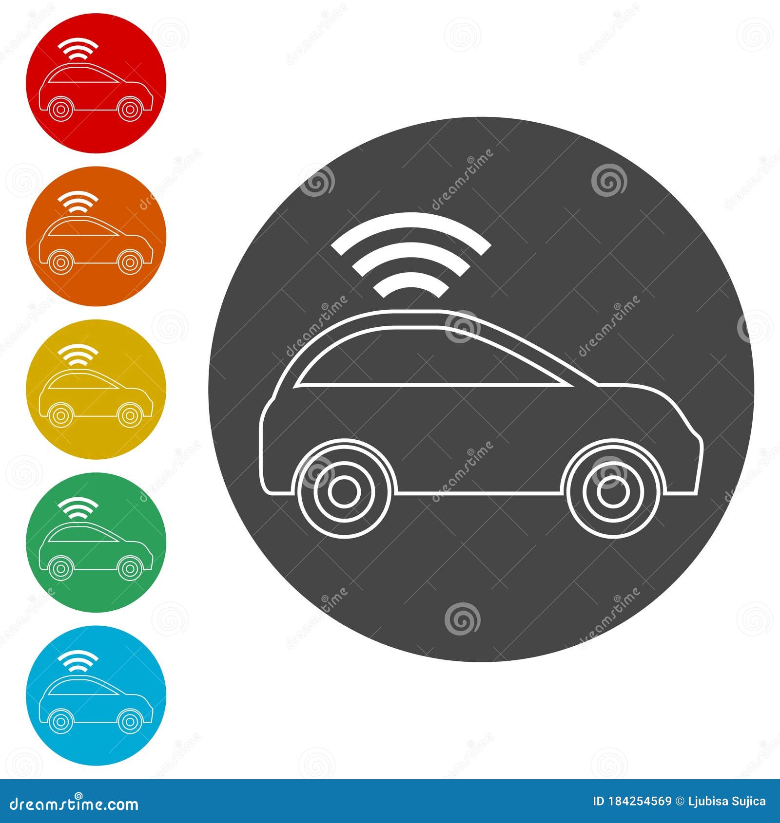 The Connected Car. Smart Car Icon with Wireless Connectivity Symbol ...