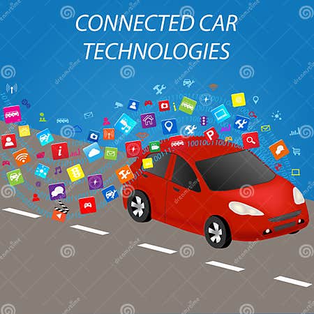 Connected Car Technologies stock vector. Illustration of network - 86080832