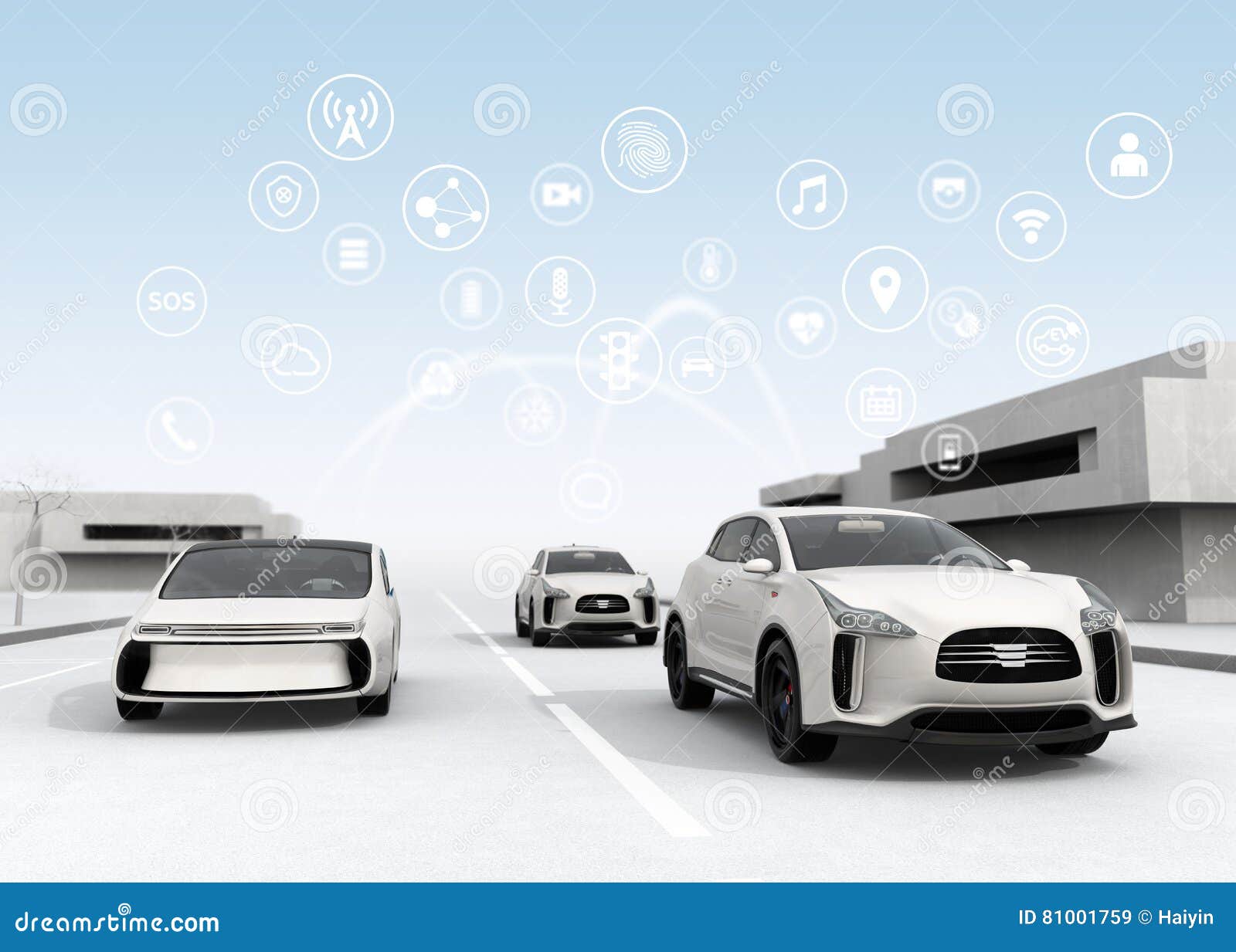 Connected Cars and Autonomous Cars Concept Stock Illustration ...