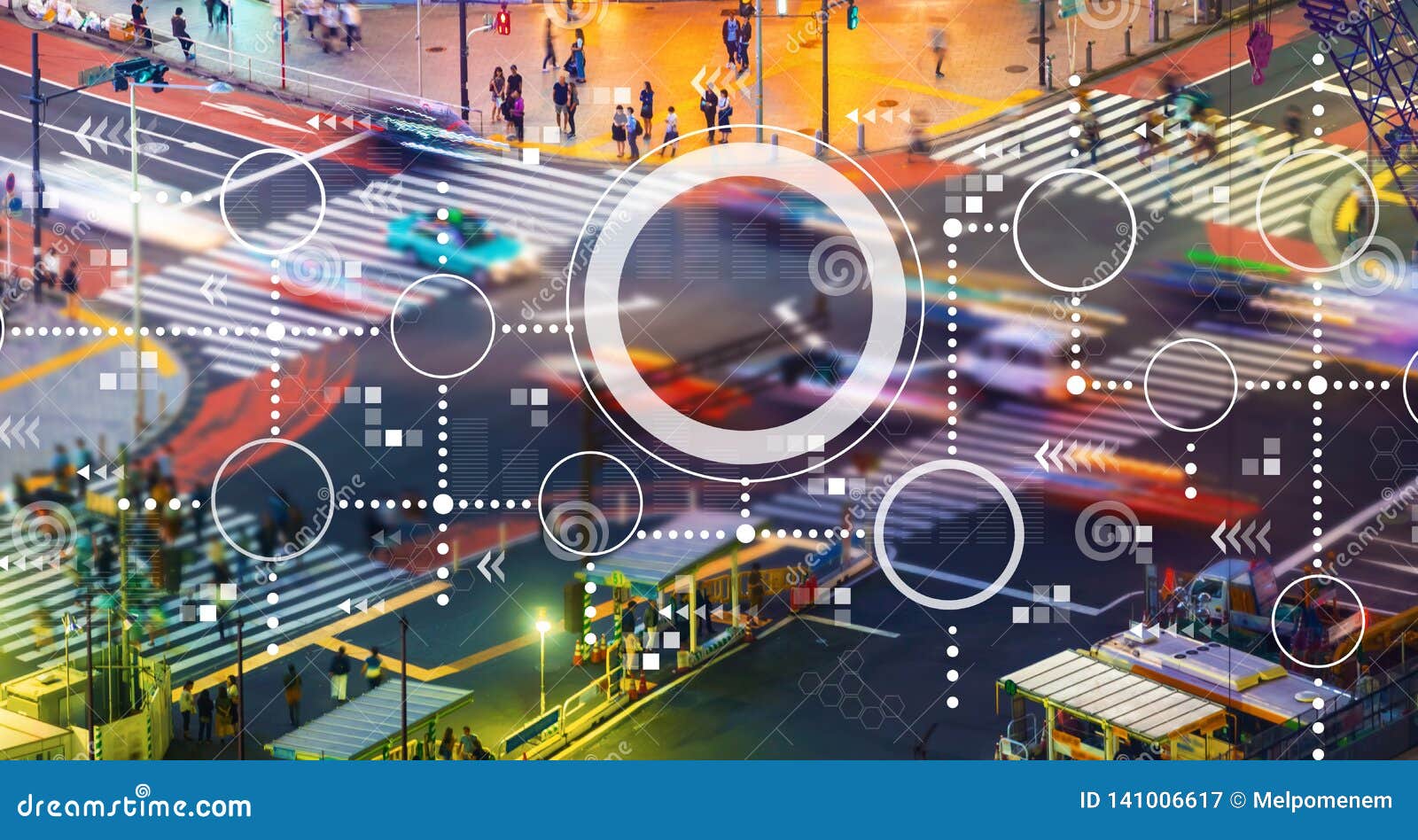 Connected Circles Chart with City Traffic Intersection Stock ...