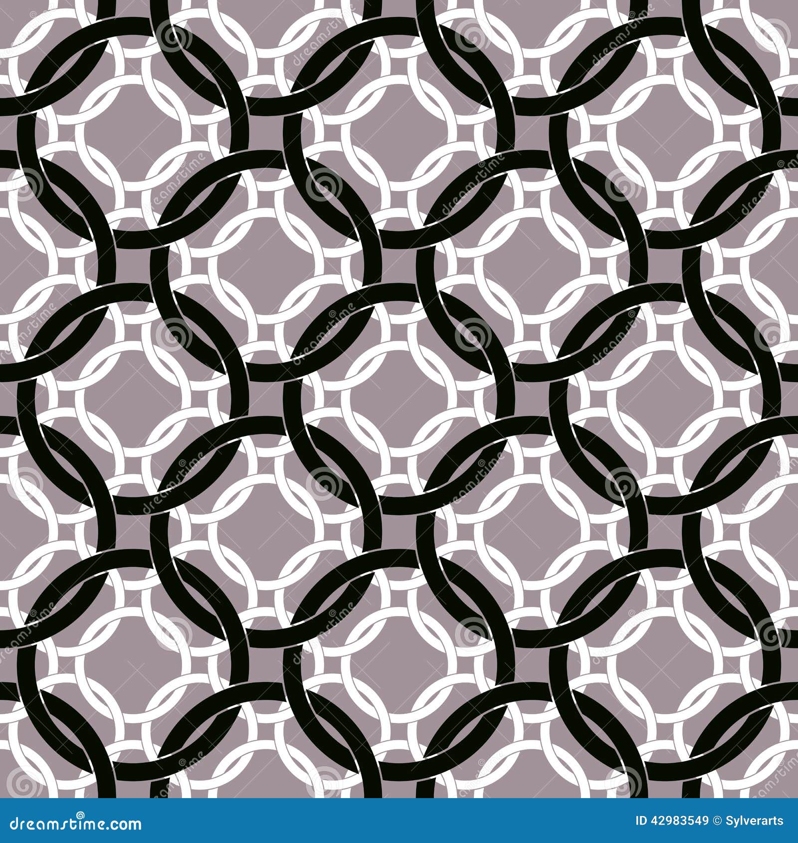 Connected Circles Seamless Pattern, Retro Style Geometric Vector Stock ...