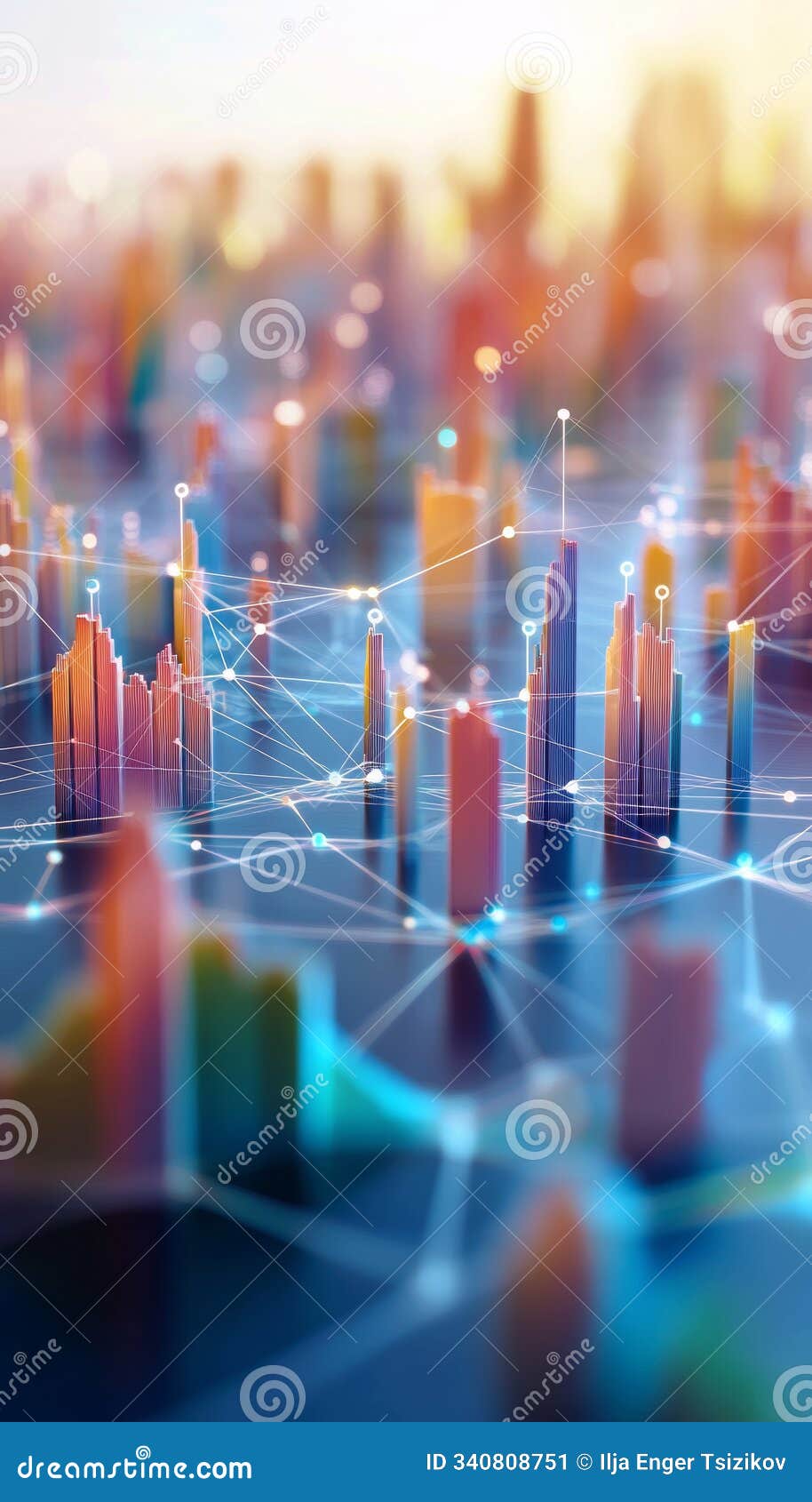 Connected City Skyline Abstract Data Visualization of Urban Landscape ...