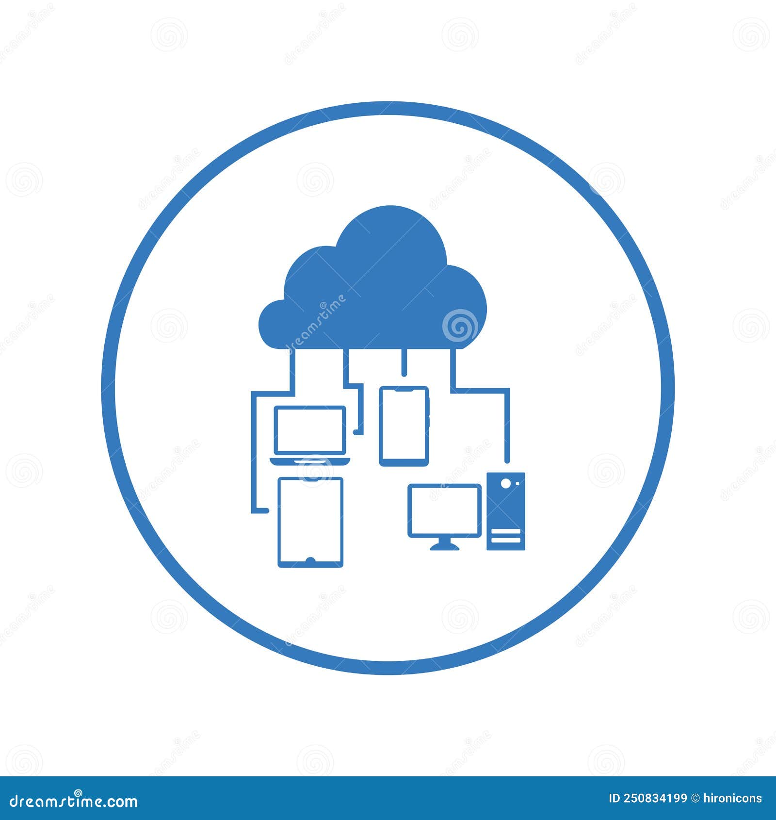Connected, Cloud Network Icon. Blue Color Design Stock Illustration ...