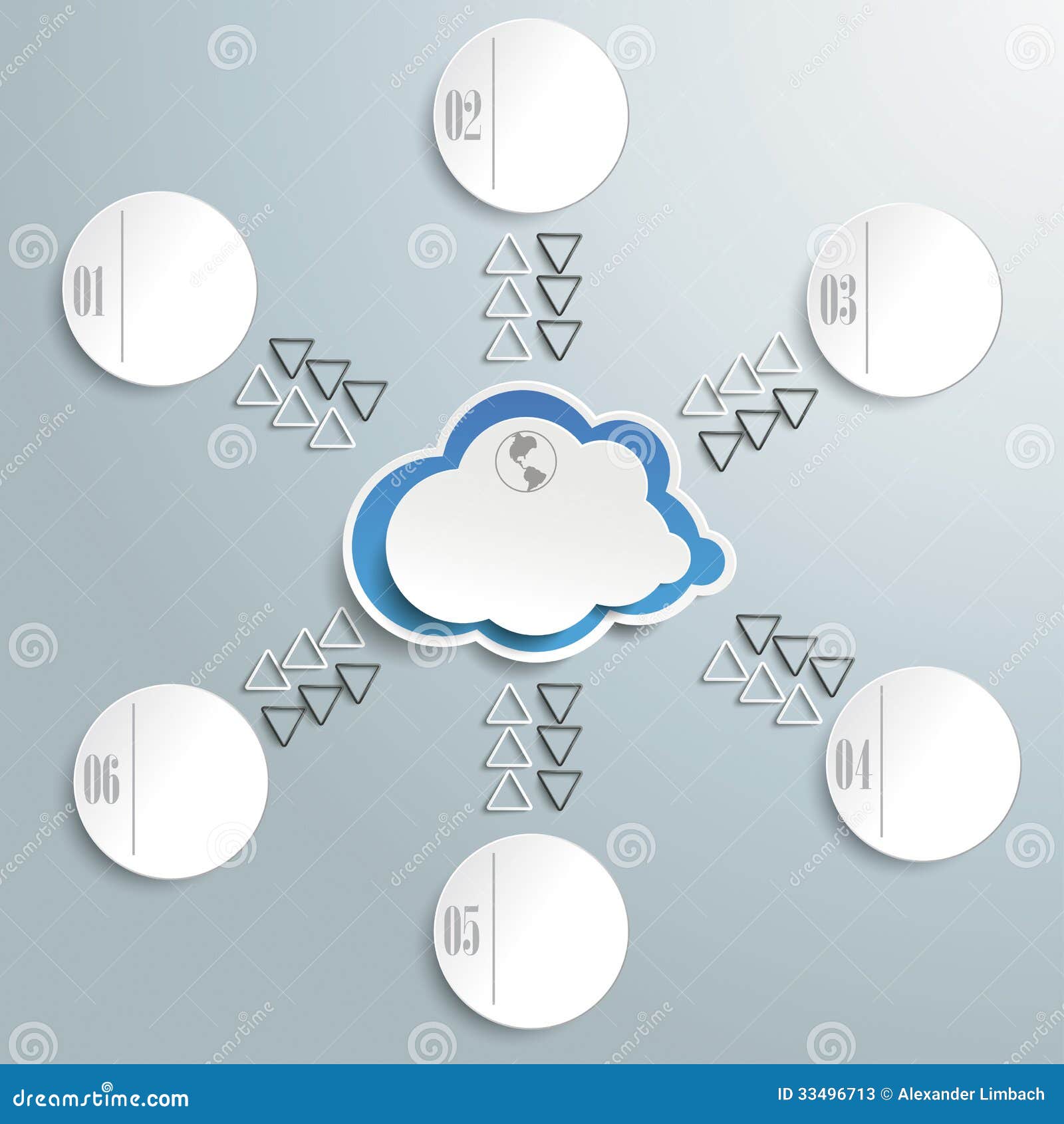 Connected Cloud with Six Circles Infographic Stock Vector ...