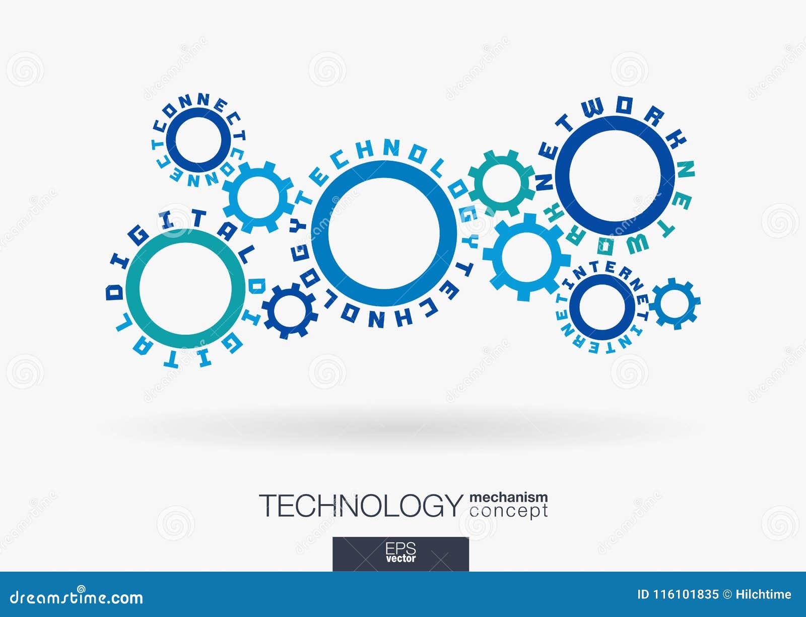 Connected Cogwheels, Teamwork, Success Words. Integrated Gears, Text ...