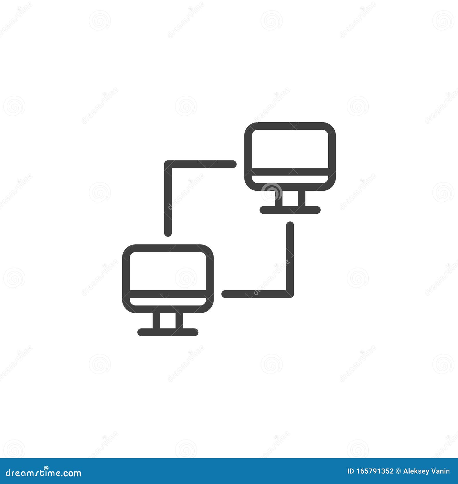 Connected Computers Line Icon Stock Vector - Illustration of graphics ...