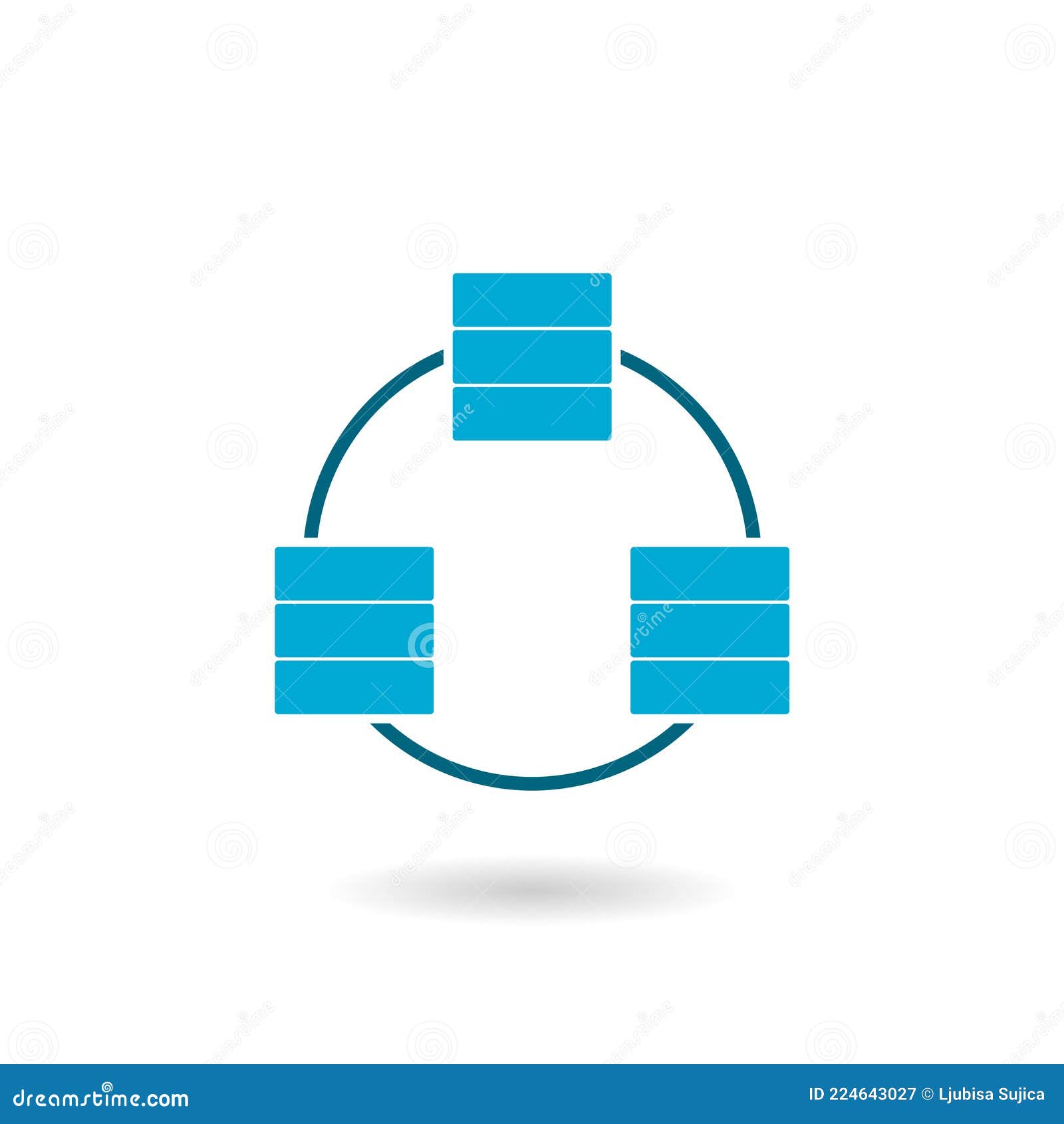 Connected Data Icon with Shadow Stock Vector - Illustration of link ...