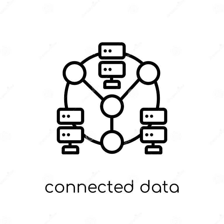 Connected Data Icon. Trendy Modern Flat Linear Vector Connected Stock ...