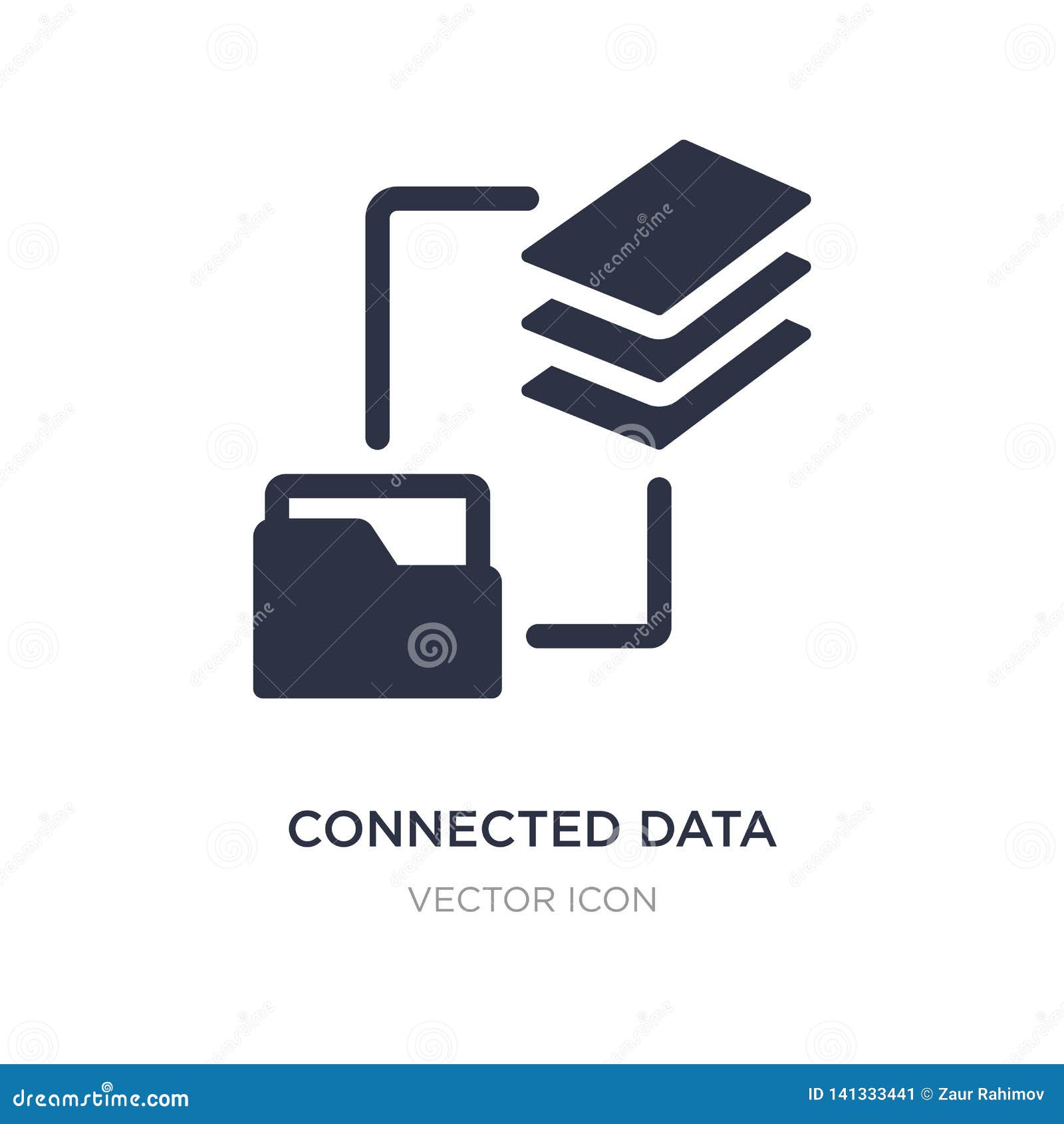 Connected Data Icon on White Background. Simple Element Illustration ...