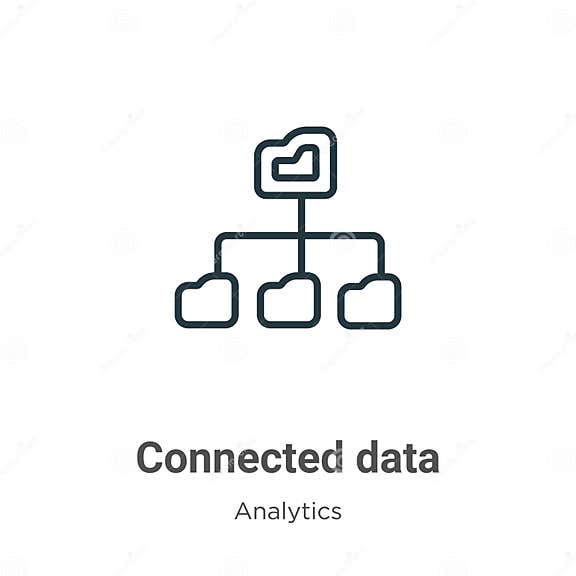 Connected Data Outline Vector Icon. Thin Line Black Connected Data Icon ...