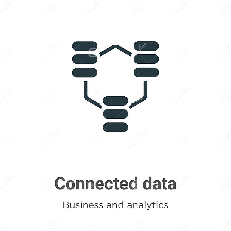 Connected Data Vector Icon on White Background. Flat Vector Connected ...