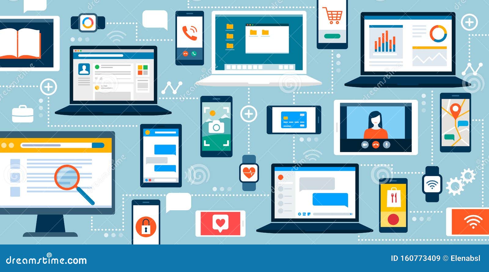 Connected Devices, Apps and UI Stock Vector - Illustration of marketing ...