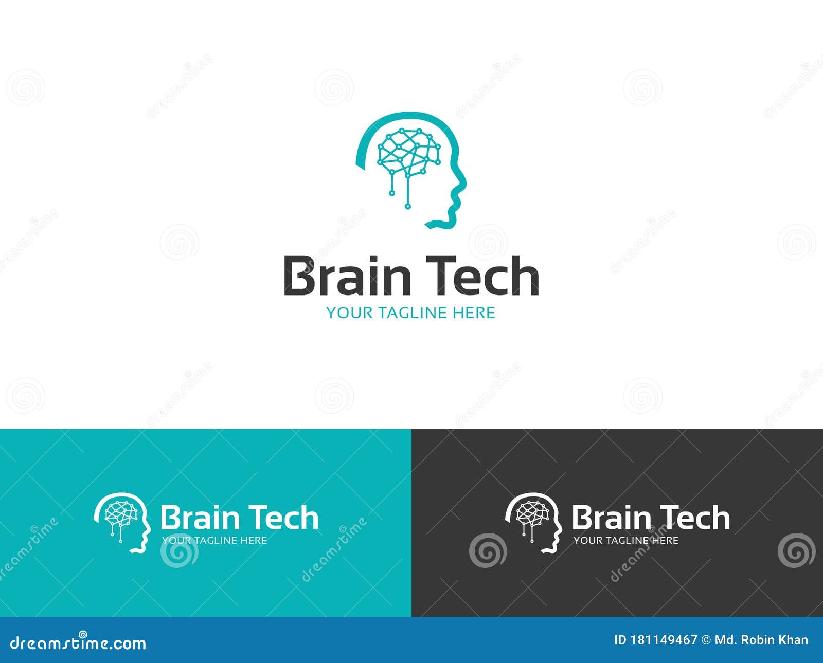 Connected Dot Line Brain Logo Template Stock Vector - Illustration of ...