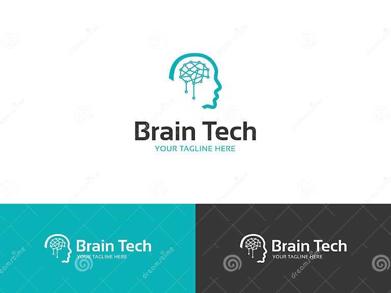 Connected Dot Line Brain Logo Template Stock Vector - Illustration of ...