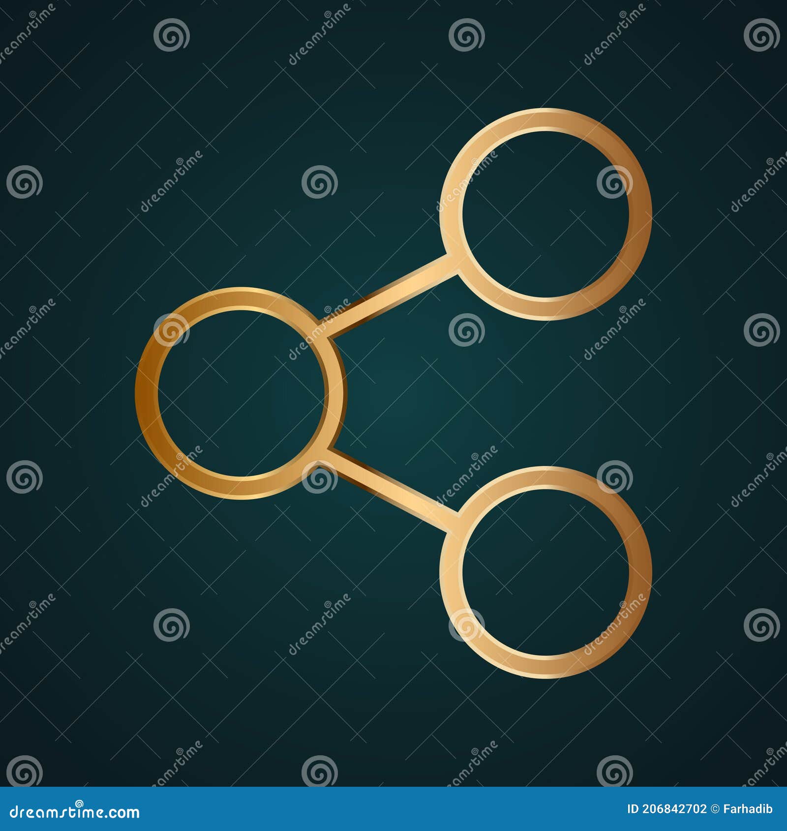 Connected Dots Icon Vector Logo. Gradient Gold Metal with Dark ...