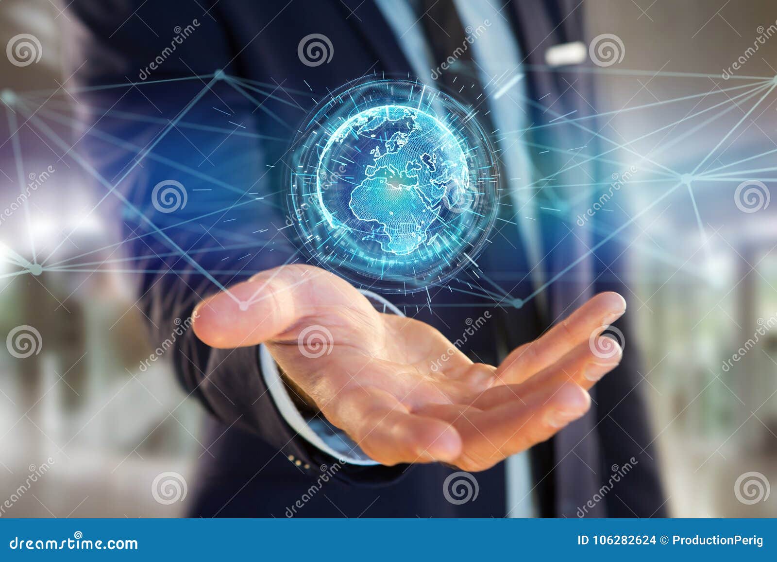 Connected Earth Globe Concept Icon on a Futuristic Interface Stock ...