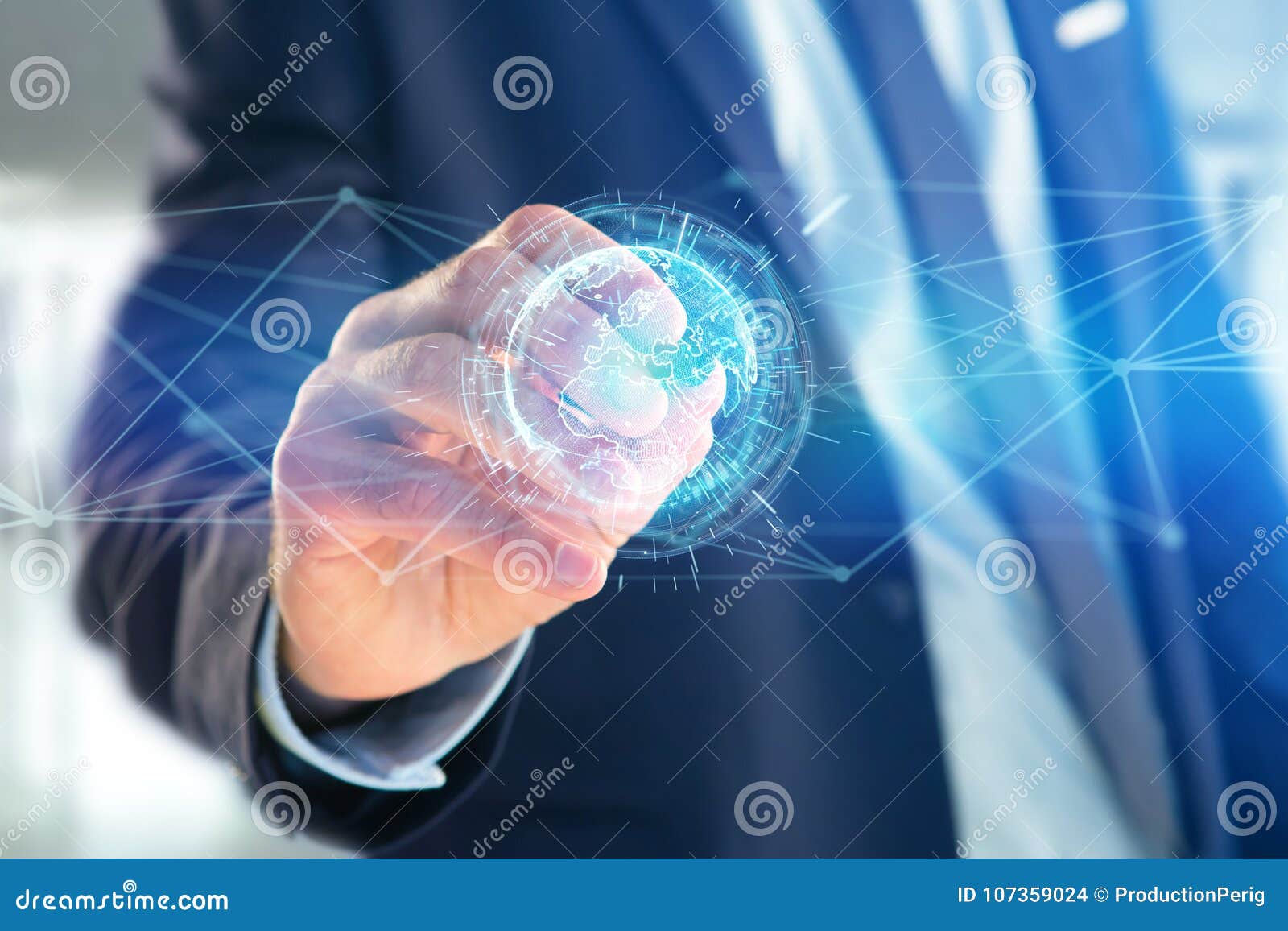 Connected Earth Globe Concept Icon on a Futuristic Interface Stock ...